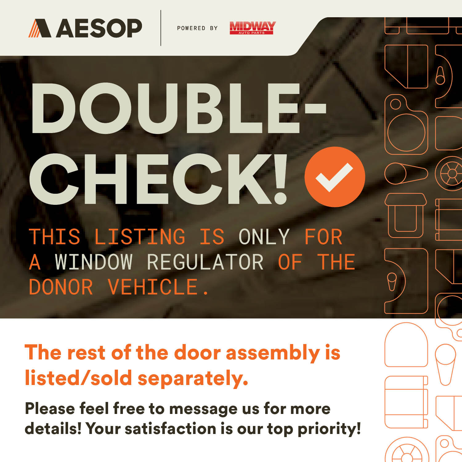 Used Driver Front Window Regulator Electric Fits 2018-2020 Accent for ...