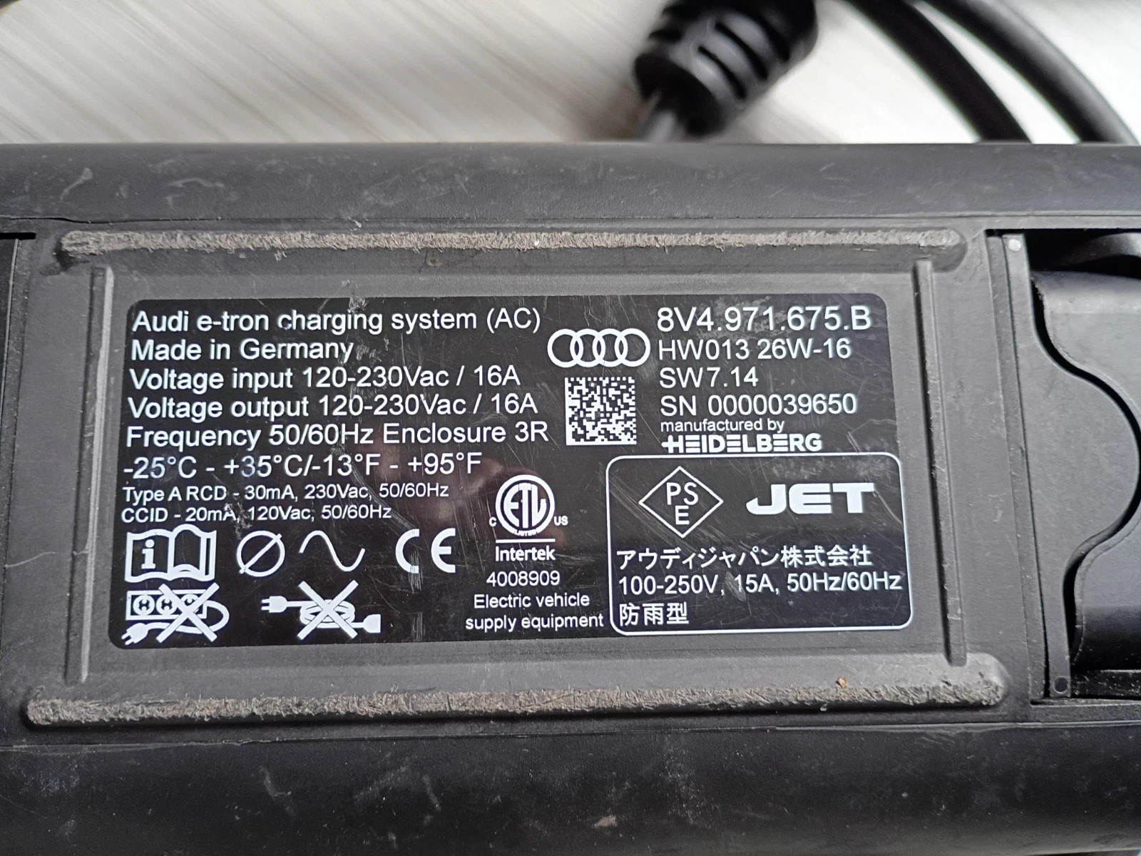 Used 2015 Audi E-tron A3 Q4 Q5 Rs Ev Charger 120v 240v Nema 6-50 ...