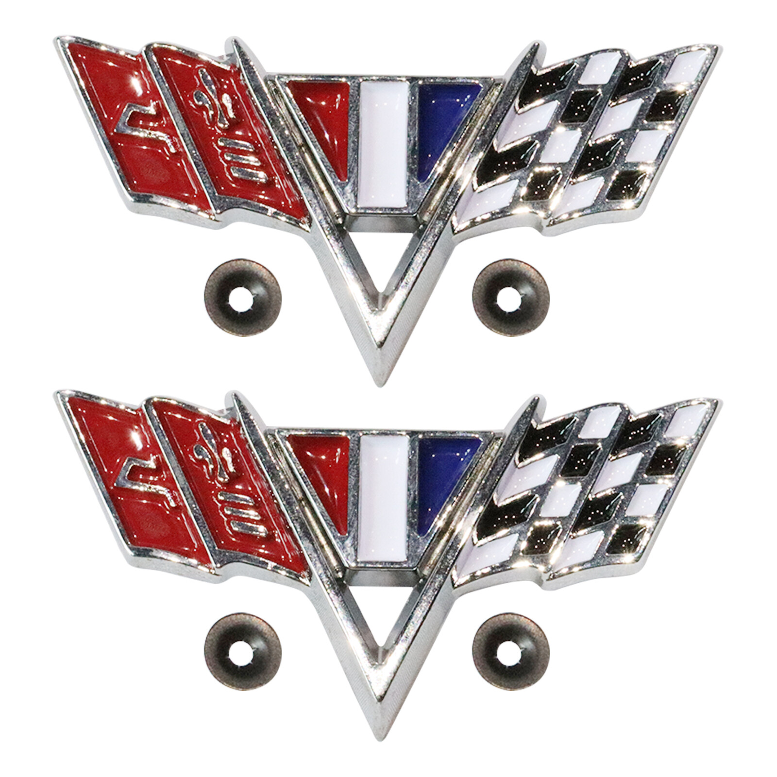 New Pair(2) Fender Trim Flag Emblems For 64-67 Chevy Camaro Impala ... New Pair(2) Fender Trim Flag Emblems For 64-67 Chevy Camaro Impala ...