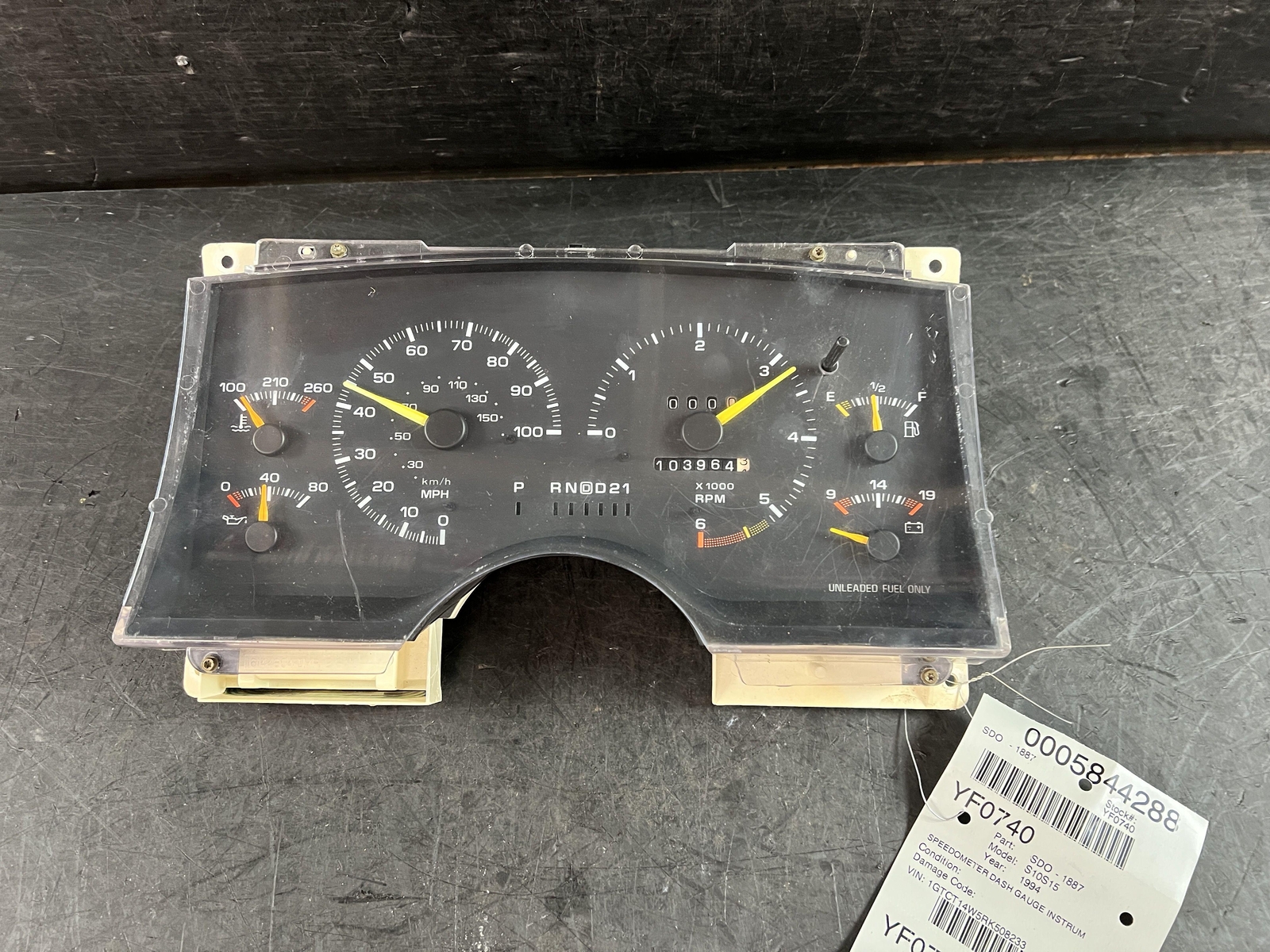 Used 1994 Gmc Sonoma 4.3 Speedometer Dash Gauge Instrument Cluster Id ...