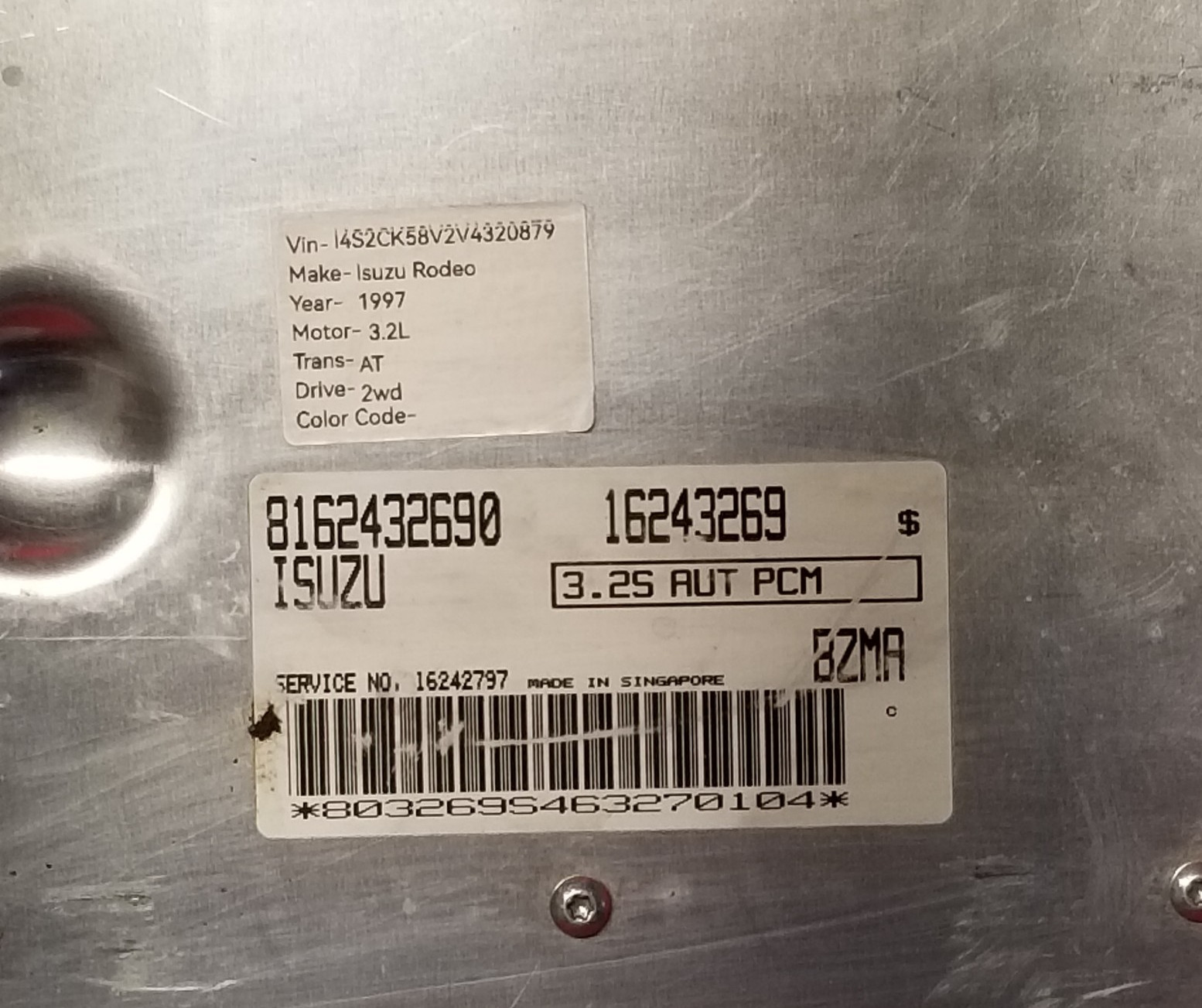 Used 1997 Isuzu Rodeo 8162432790 Pcm Ecm Ecu Control Module 16243269 ...