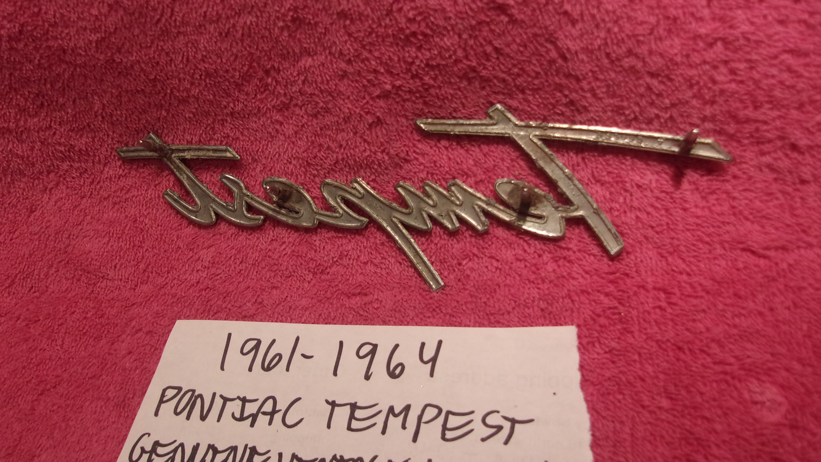 Used 1961-1964 Pontiac Tempest Factory Gm Oem One Script Trim Emblem ...