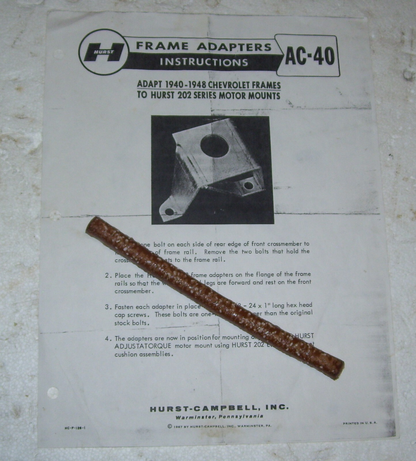 Remanufactured Hurst Frame Adapter Ac-40 Showing How To Use In 40 To 48 ...