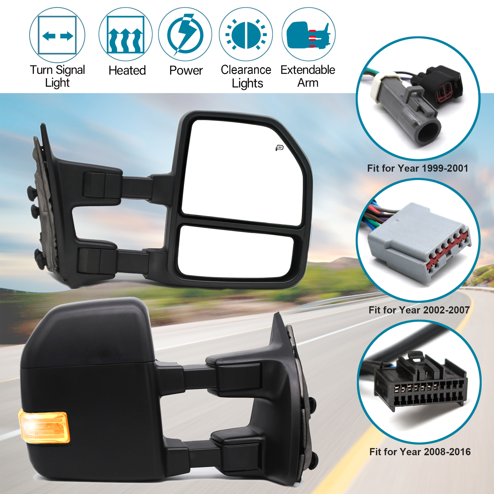 New Upgrade Towing Mirrors For 99-16 Ford F250 F350 Super Duty Power ...
