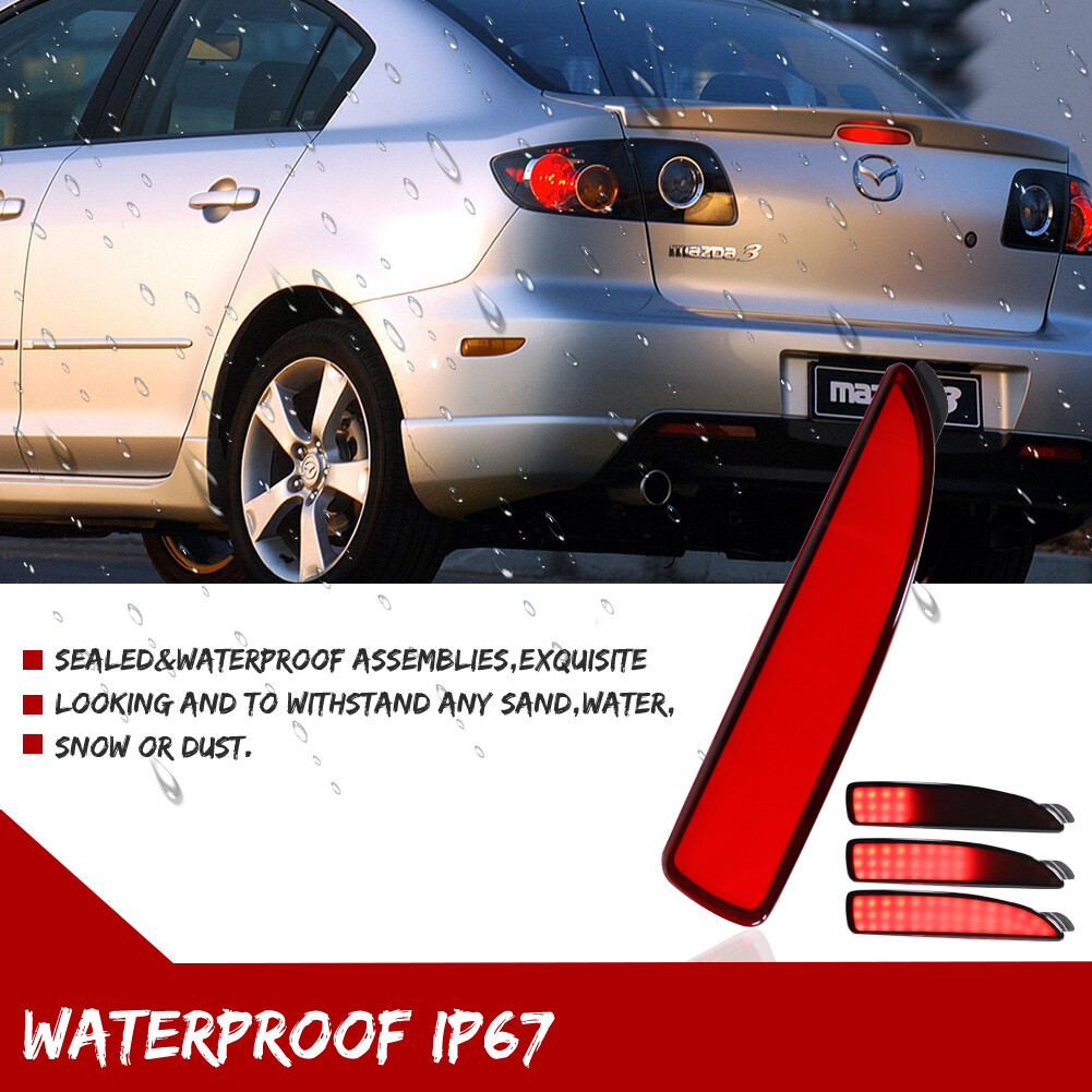 New 2pc For 2004-2008 Mazda 3 Red Lens Rear Bumper Reflectors Side ...
