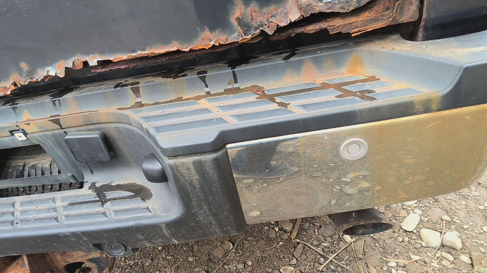 Used 2011 Chevy Silverado 2500 Rear Bumper Dent Rust Stain. Taupe Gray ...