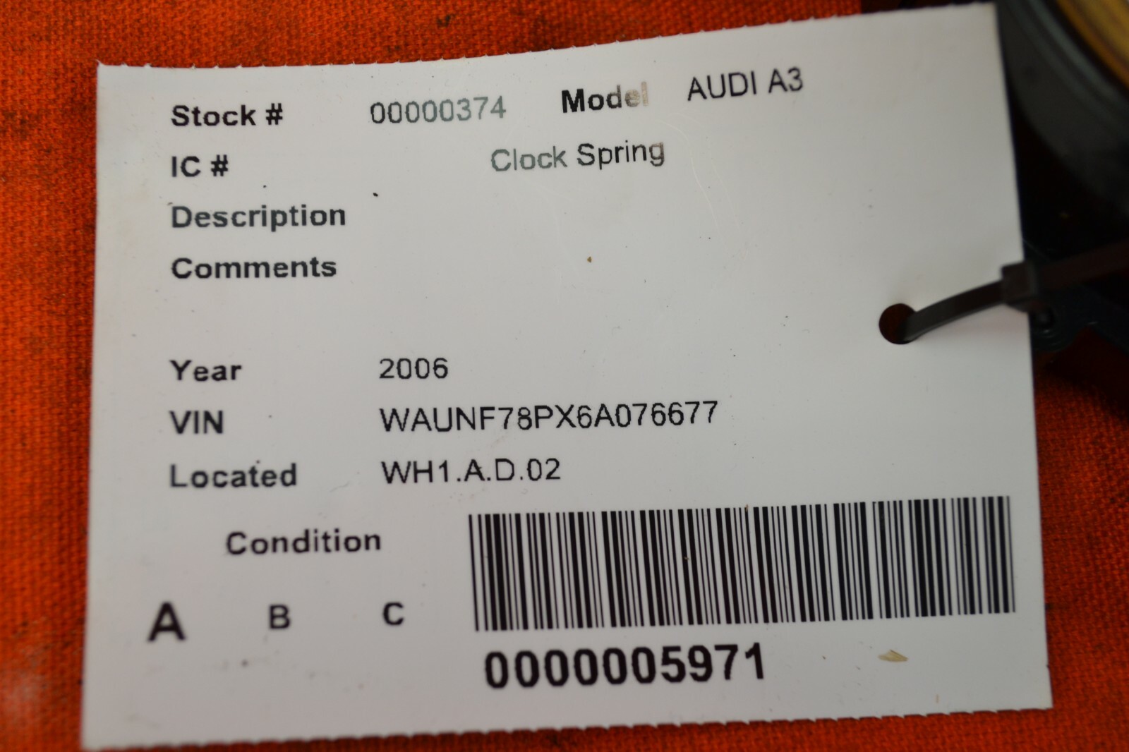 Used Audi 8p A3 Oem Clock Spring 1k0 959 653d for Sale | AUDI 8P A3 OEM ...