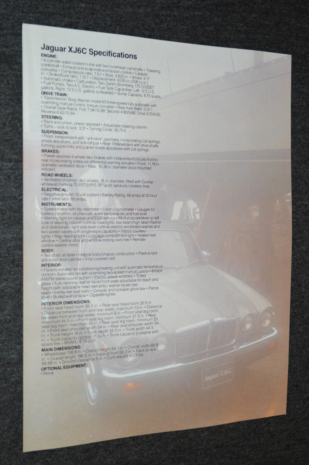 Used 1976 1976 Jaguar Xj6c / Xj12 Specs Original Dealer Advertisement ...