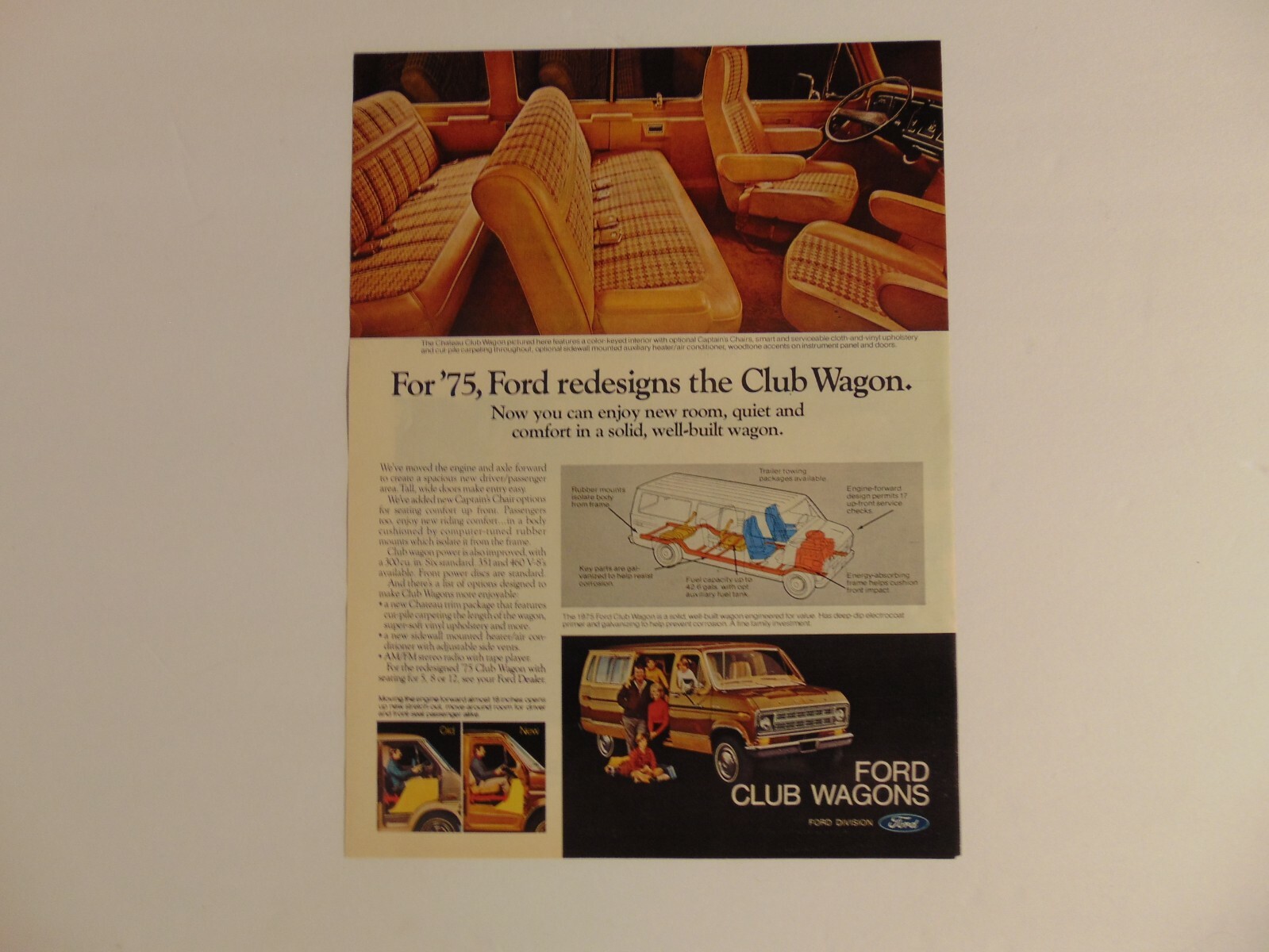 Used 1975 Ford Redesigns The Club Wagon Vintage Art Print Ad for Sale