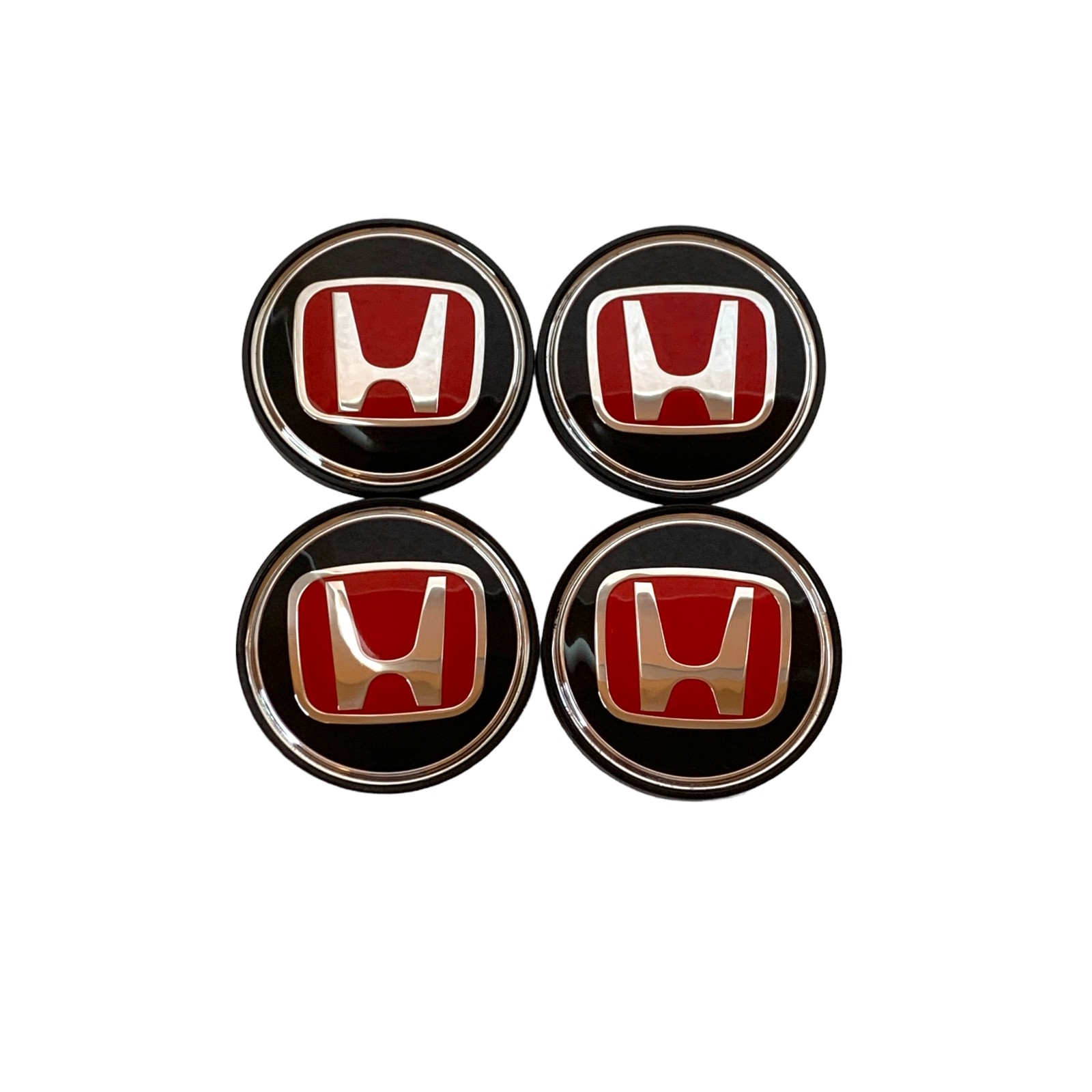 Used Wheel Center Caps Red On Black Logo Set 4 Hubcaps Compatible With ...