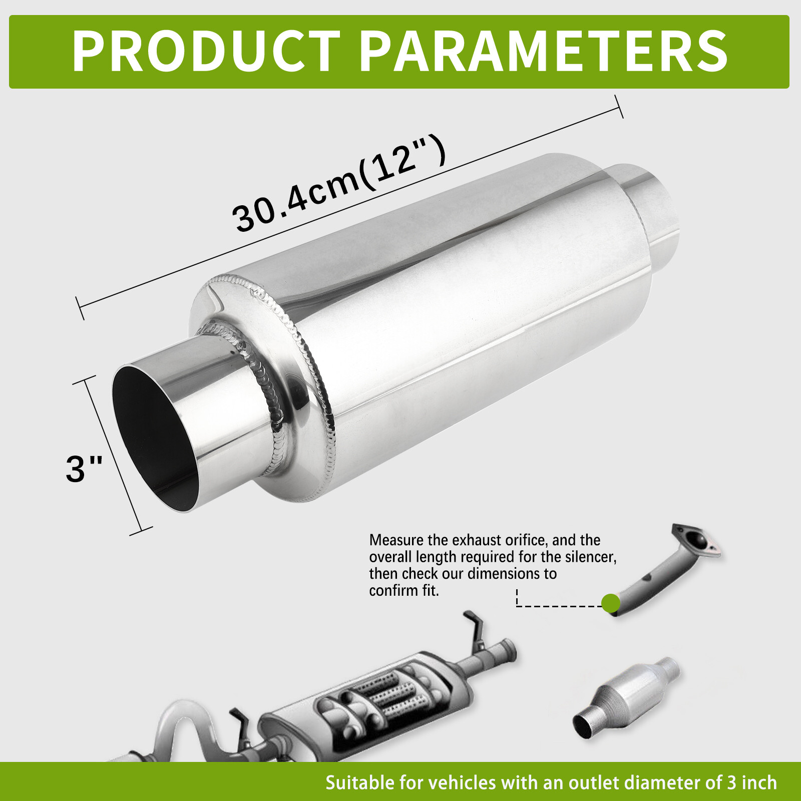 New 2012 3" Inlet Outlet Exhaust Resonator Mufflers Resonator For Audi ...