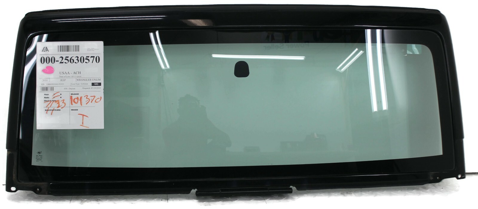 Used 200-20 Jeep Wrangler Front Windshield Glass & Frame Black Glass ...